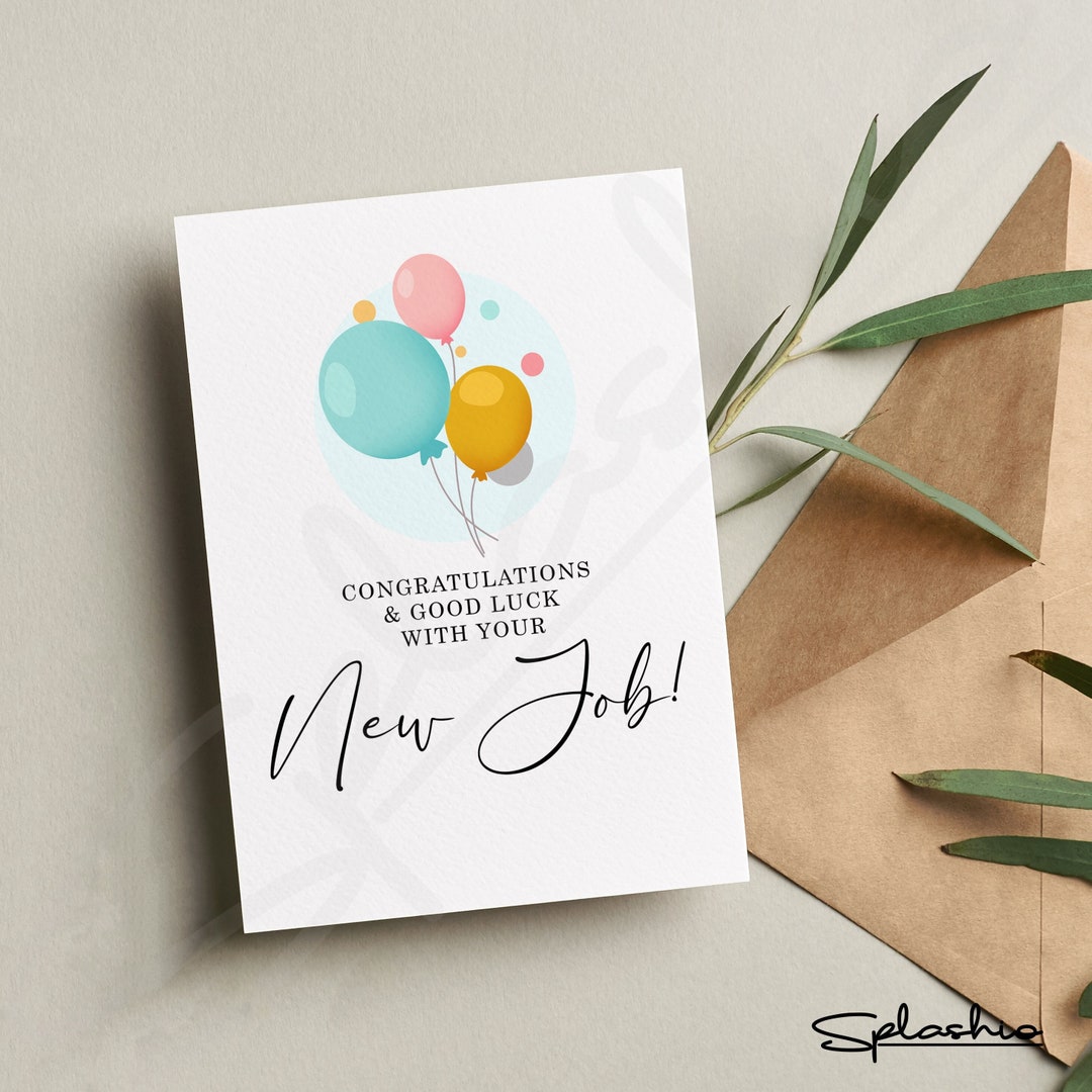 New Job Card: Congratulations Balloons, Good Luck Gift - Etsy