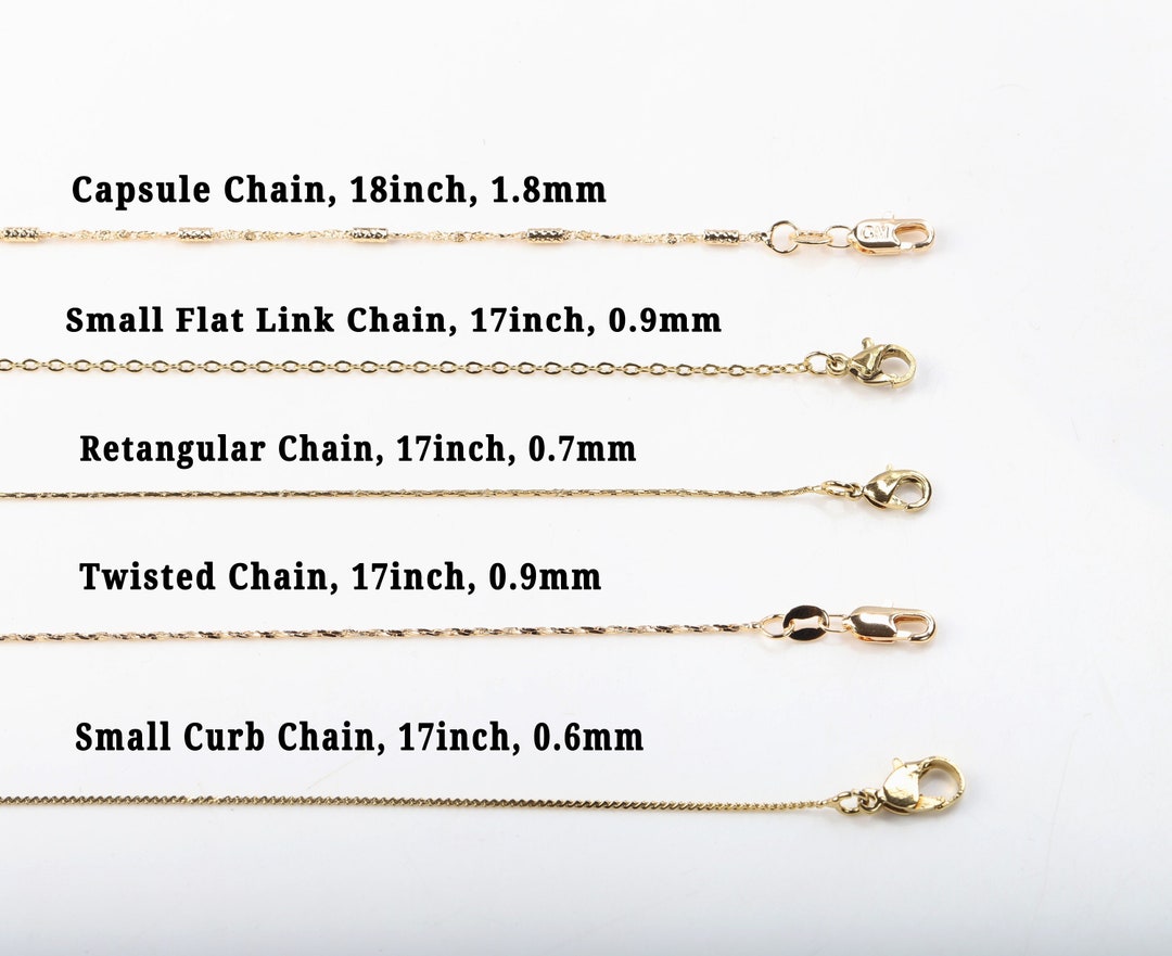 18k Gold Plated Chain, Capsule Chain, Small Flat Link Chain, Retangular ...