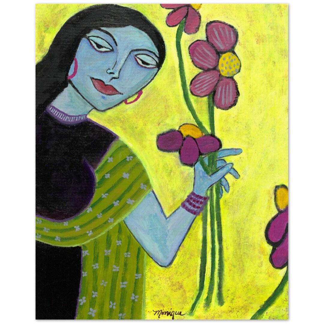 Yellow Woman Floral Art Print: Colorful Modern Pop Art Poster - Etsy