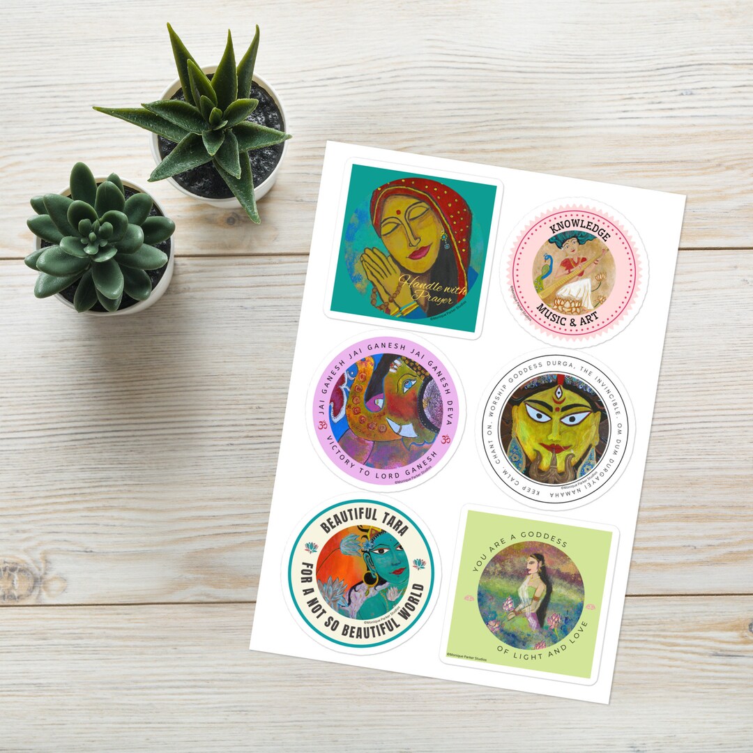 Deity Stickers | Hindu Goddess Stickers | Green Tara, Ganesh, Saraswati ...
