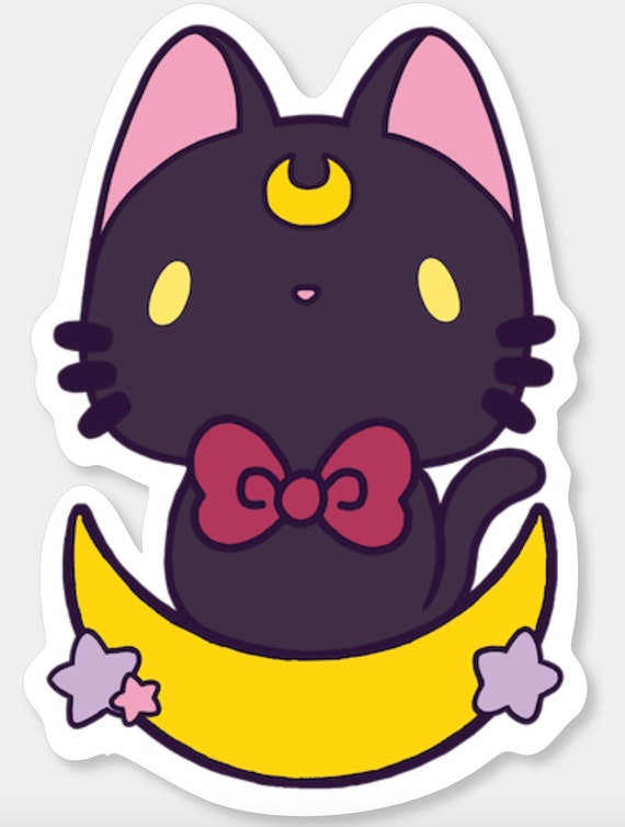 White Vinyl Matte finish moon kitty sticker 1 sheet of 12 | Etsy