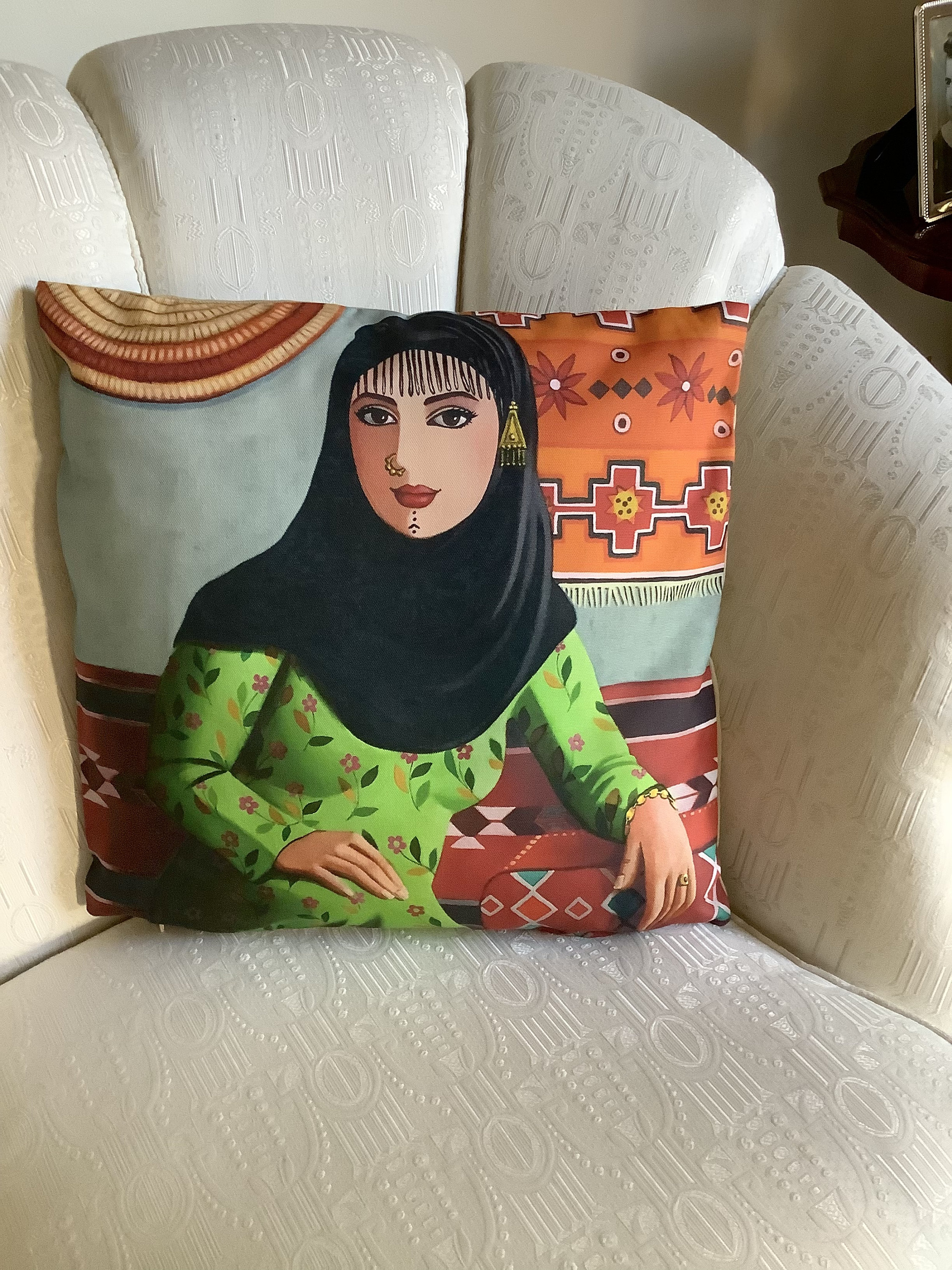 Art Cushion Cover of 'mesopotamian Woman' by Nadia Osi. Organic Cotton ...