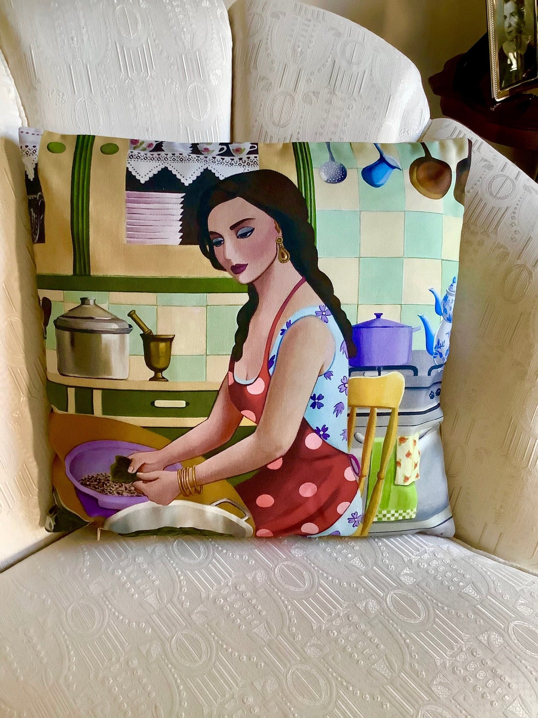 Art Cushion Cover of 'dolma' by Nadia Osi. Organic Cotton. Original ...