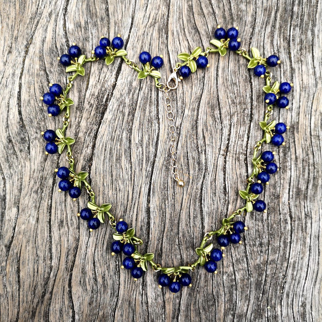 Blueberry Necklace: Vintage Handmade Elegant Berry Jewelry Gift for Her ...