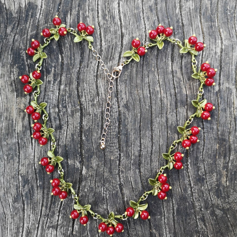 Red Berry Necklace - Etsy