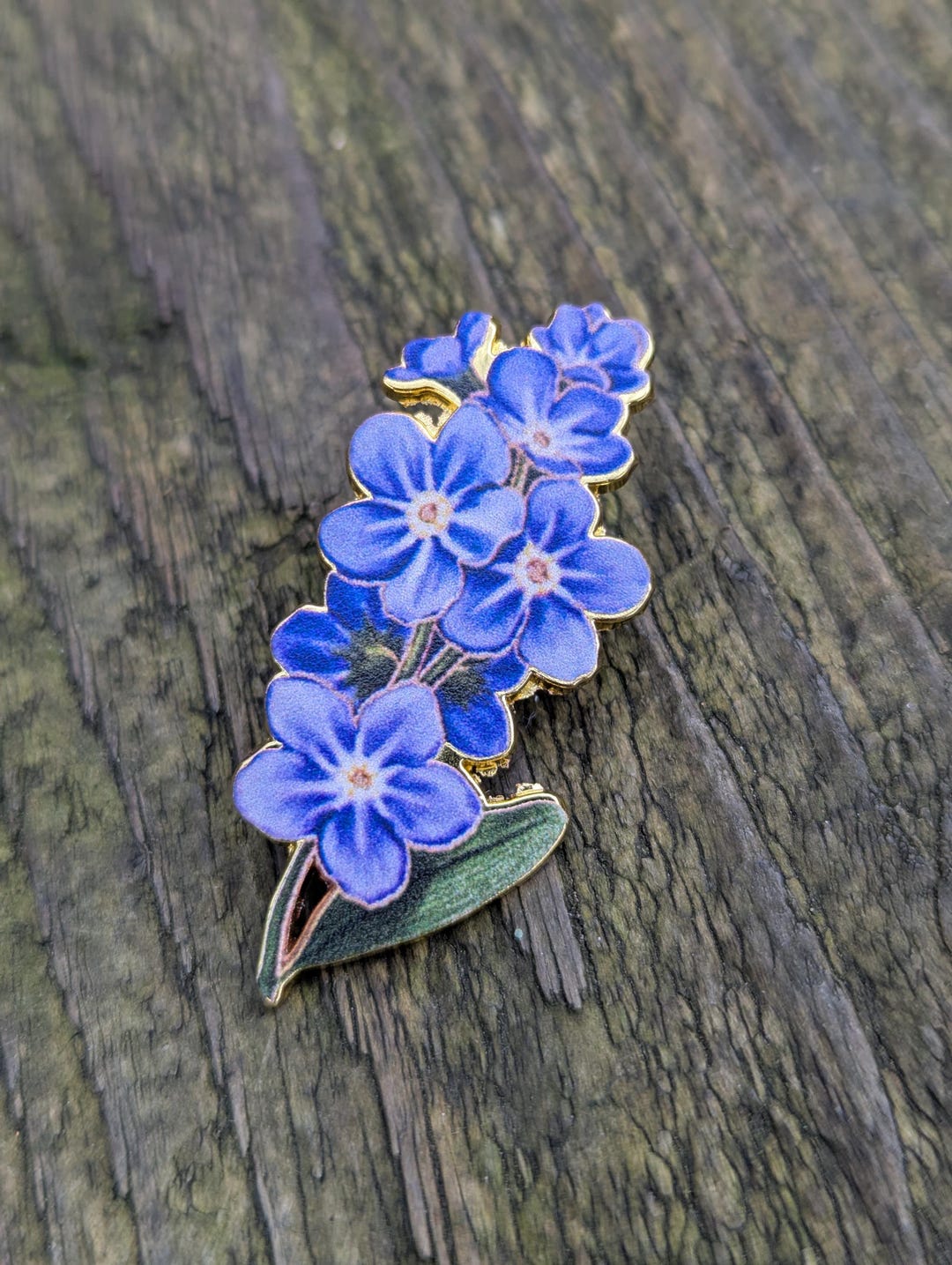 Forget-me-not Enamel Pin – Delicate Floral Brooch With Gold Detailing ...