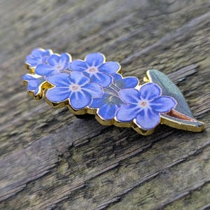 Forget-me-not Enamel Pin – Delicate Floral Brooch With Gold Detailing ...