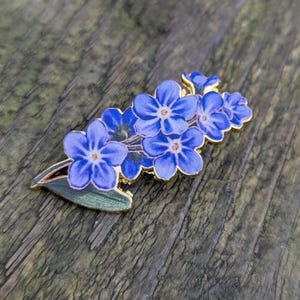 Forget-me-not Enamel Pin – Delicate Floral Brooch With Gold Detailing ...