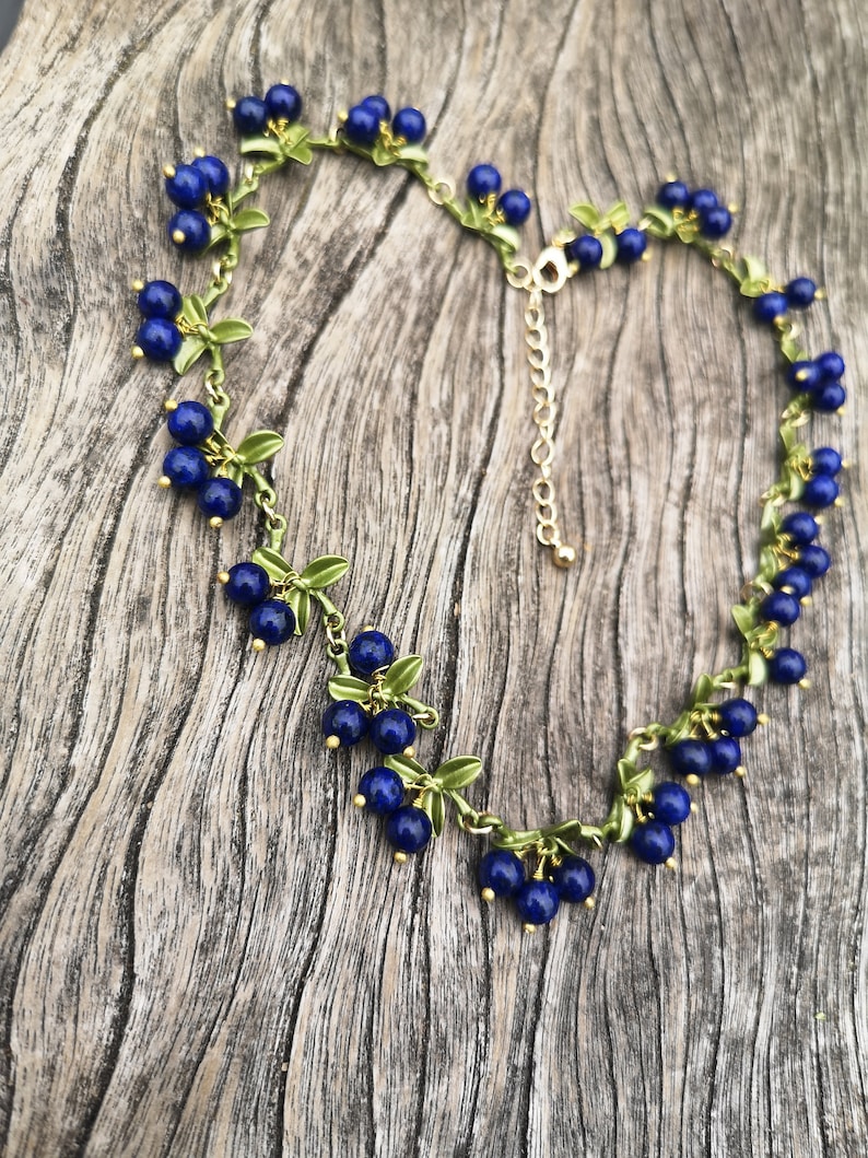 Blueberry Necklace: Vintage Handmade Elegant Berry Jewelry Gift for Her ...
