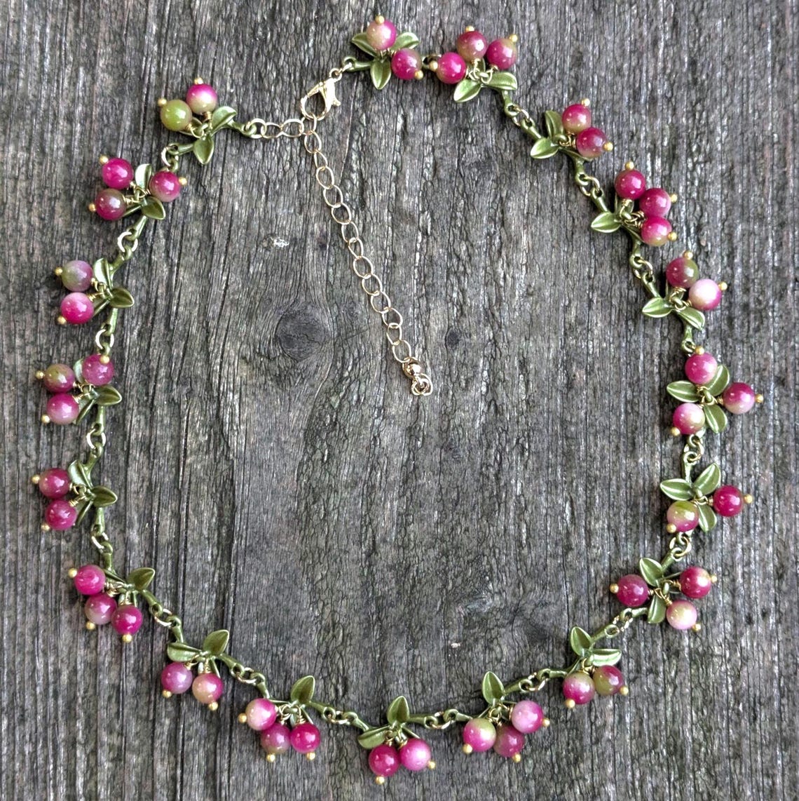 Purple and Green Berry Necklace Vintage Handmade Floral Jewelry - Etsy