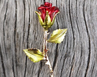 Red Rose Brooch | Etsy