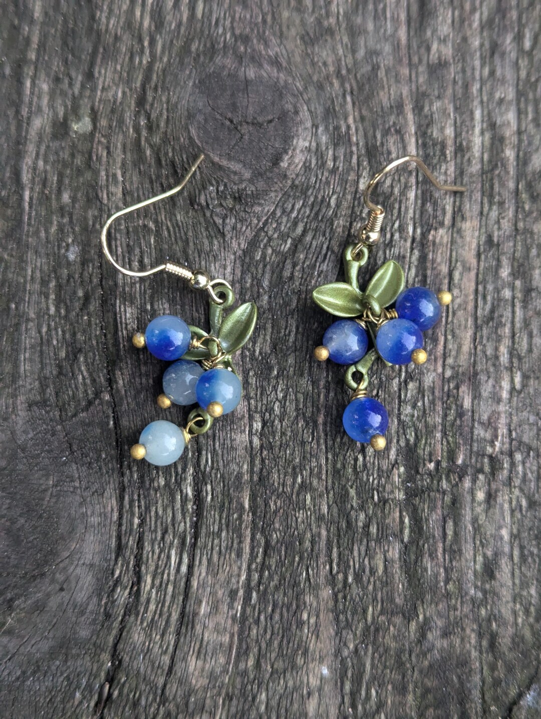 Blue and White Berry Earrings, Women's Fruit Dangle Earrings / Nature ...