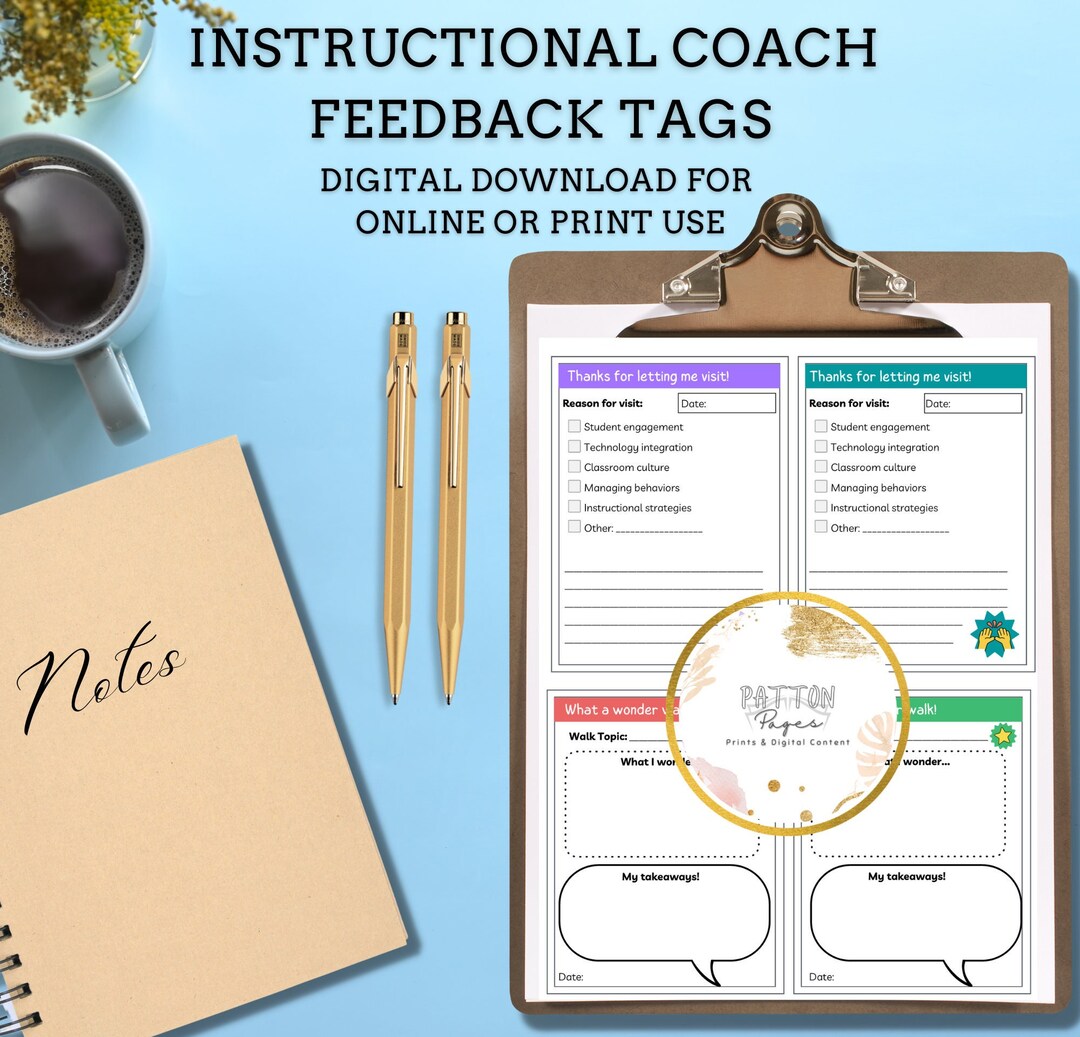 Instructional Coach Feedback Cards/tags - Etsy