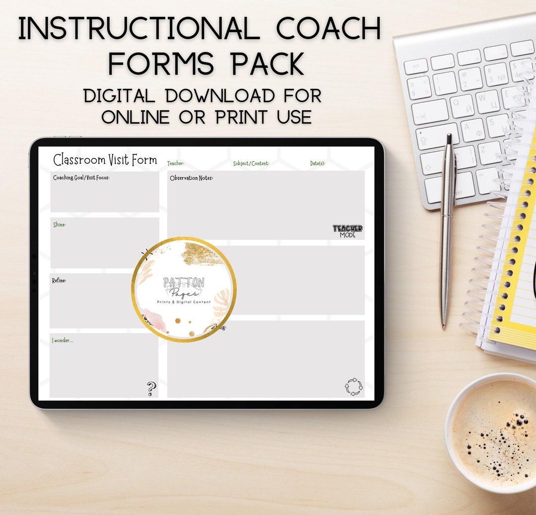 Instructional Coach Forms Pack (3)- Classroom Observation, Meeting ...
