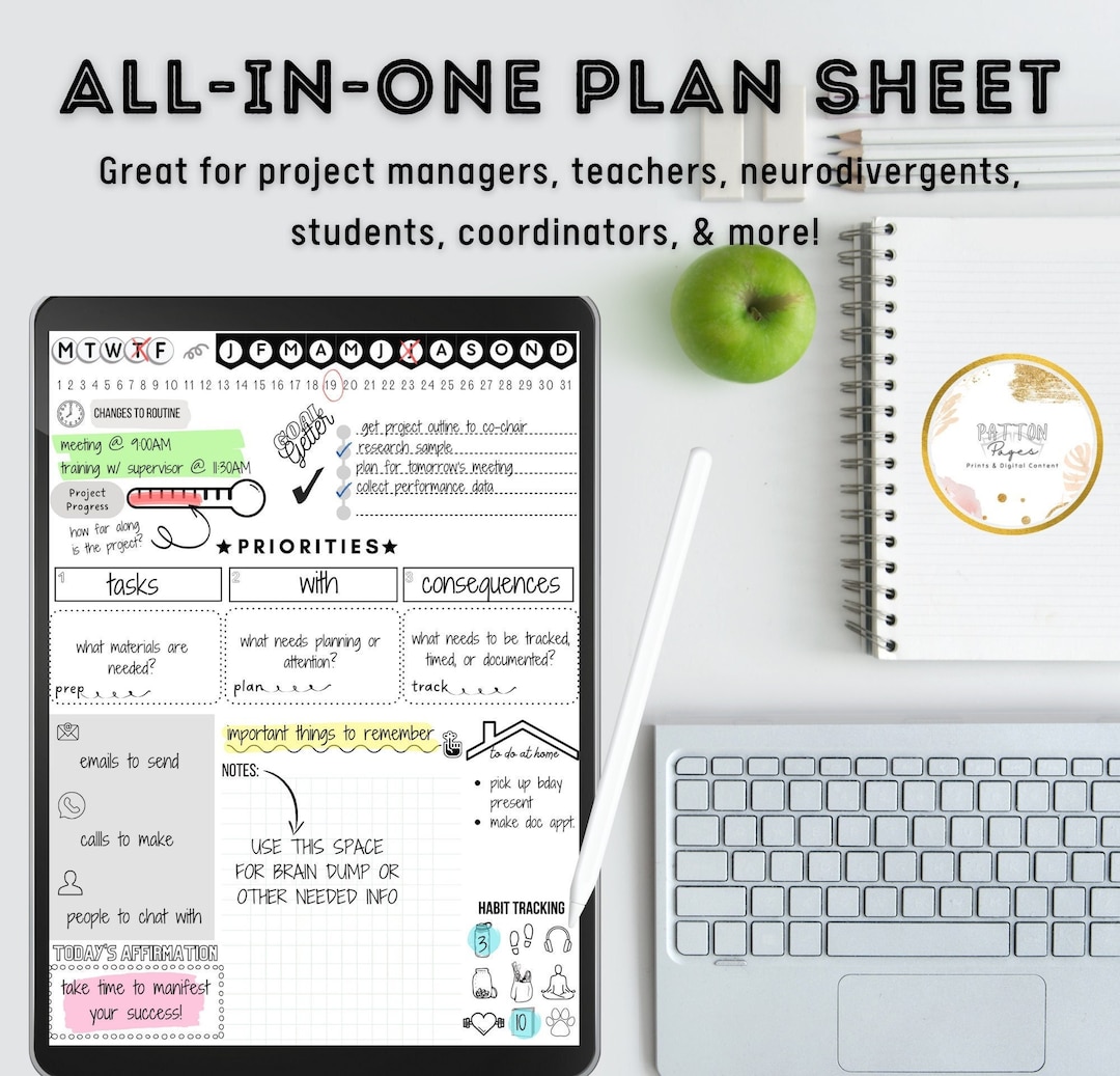 Planning Sheet, All-in-one Plan Sheet for Teachers, Project Managers ...