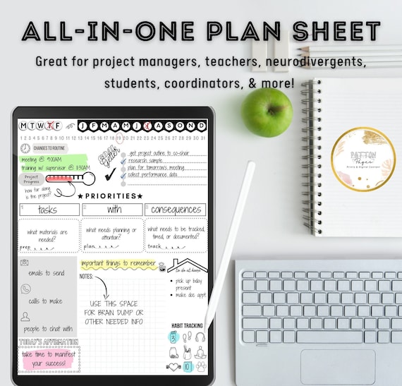 Planning Sheet All-in-one Plan Sheet for Teachers Project - Etsy