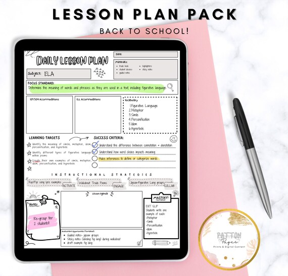 Lesson Plan Pack Back to School Teacher Planning - Etsy