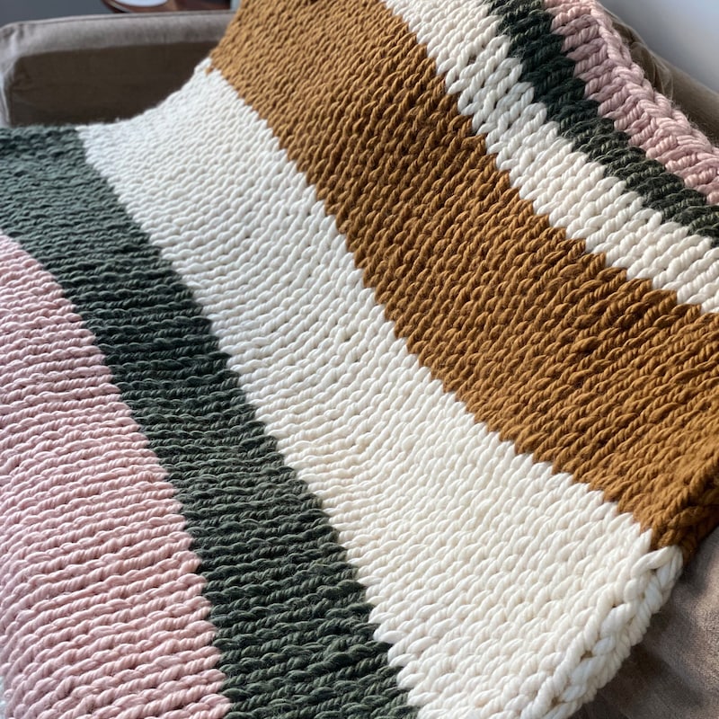 Hand Knit Throw - Etsy