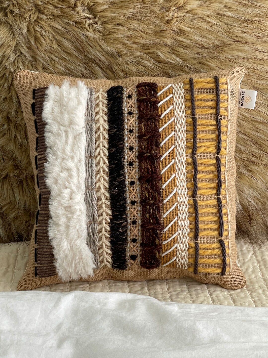 Cozy, Earthy Striped Decorative Pillow - Etsy