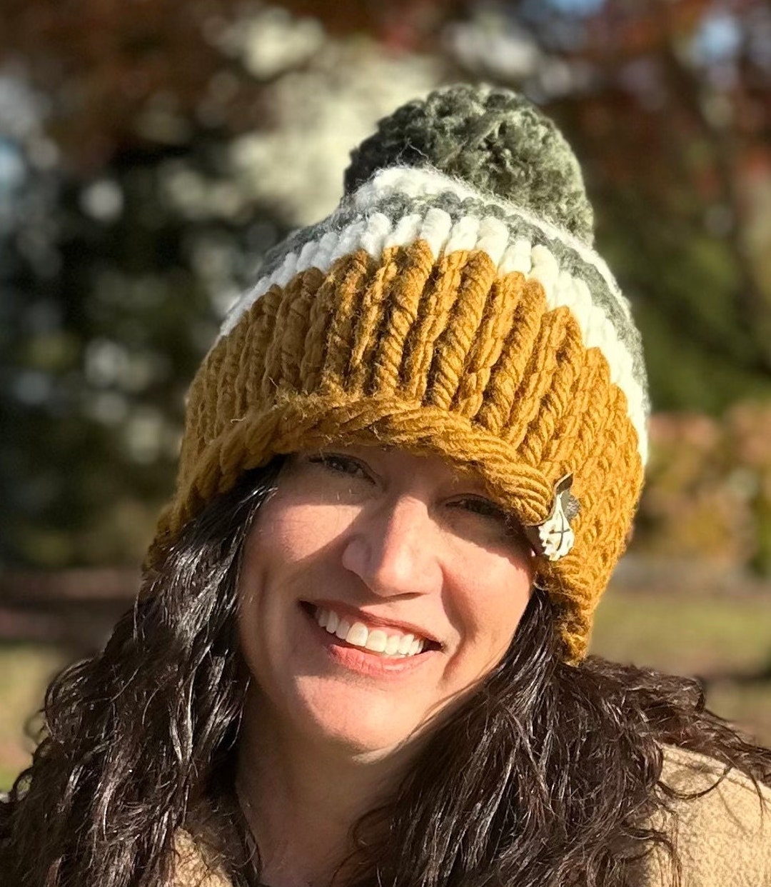 Striped Winter Hat, Earthy Tones - Etsy