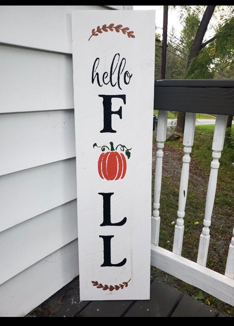 Hello Fall Vertical Porch Sign - Etsy