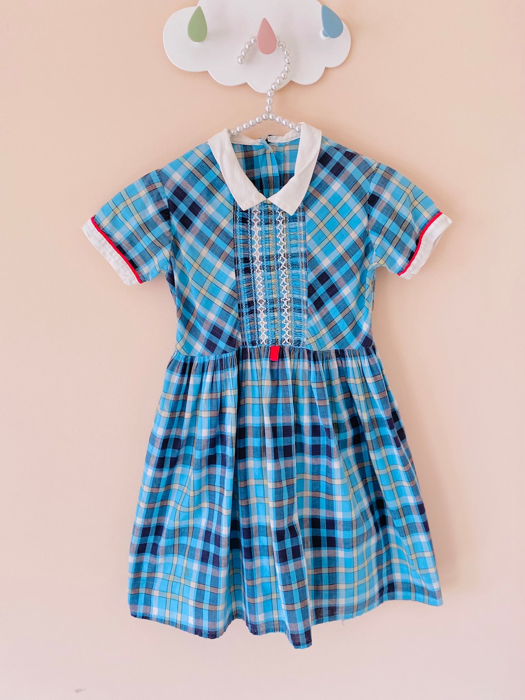 4-5 Years: 50s Girls Plaid Dress Blue Plaid Fall Dress Girl Fit and ...