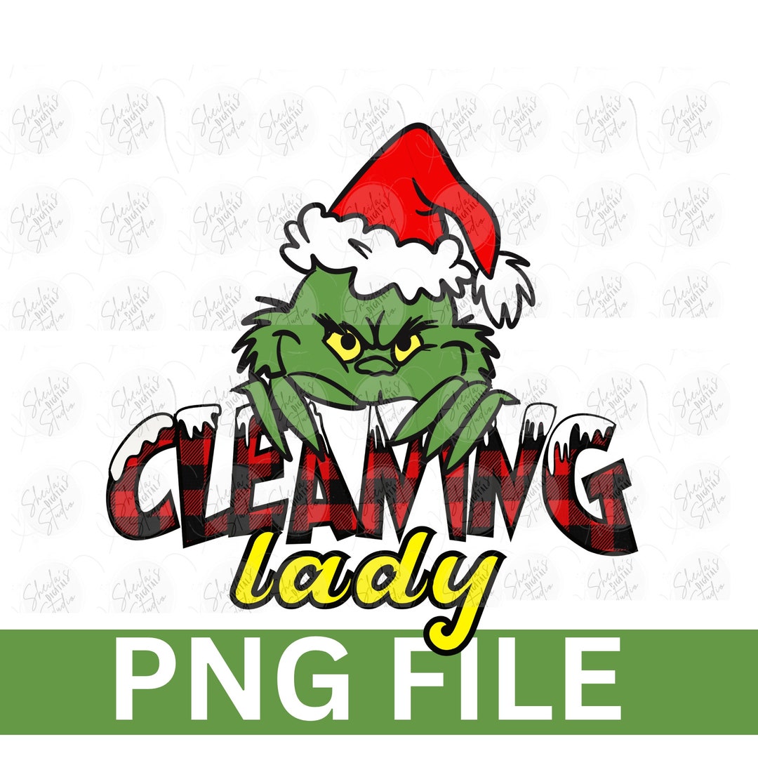 Cute Grinch Cleaning Lady PNG Digital Download Christmas Grinch Hand ...