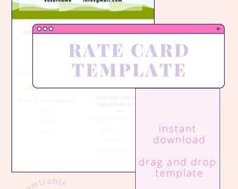 Influencer Rate Card Template | 1 Page Rate Card | Canva Template ...