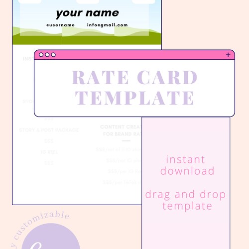 Influencer Rate Card Template 1 Page Rate Card Canva - Etsy