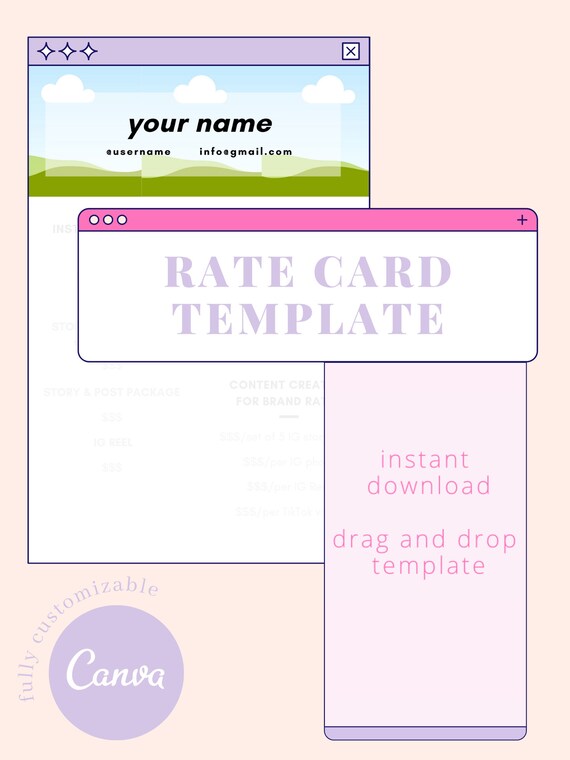 Influencer Rate Card Template 1 Page Rate Card Canva | Etsy