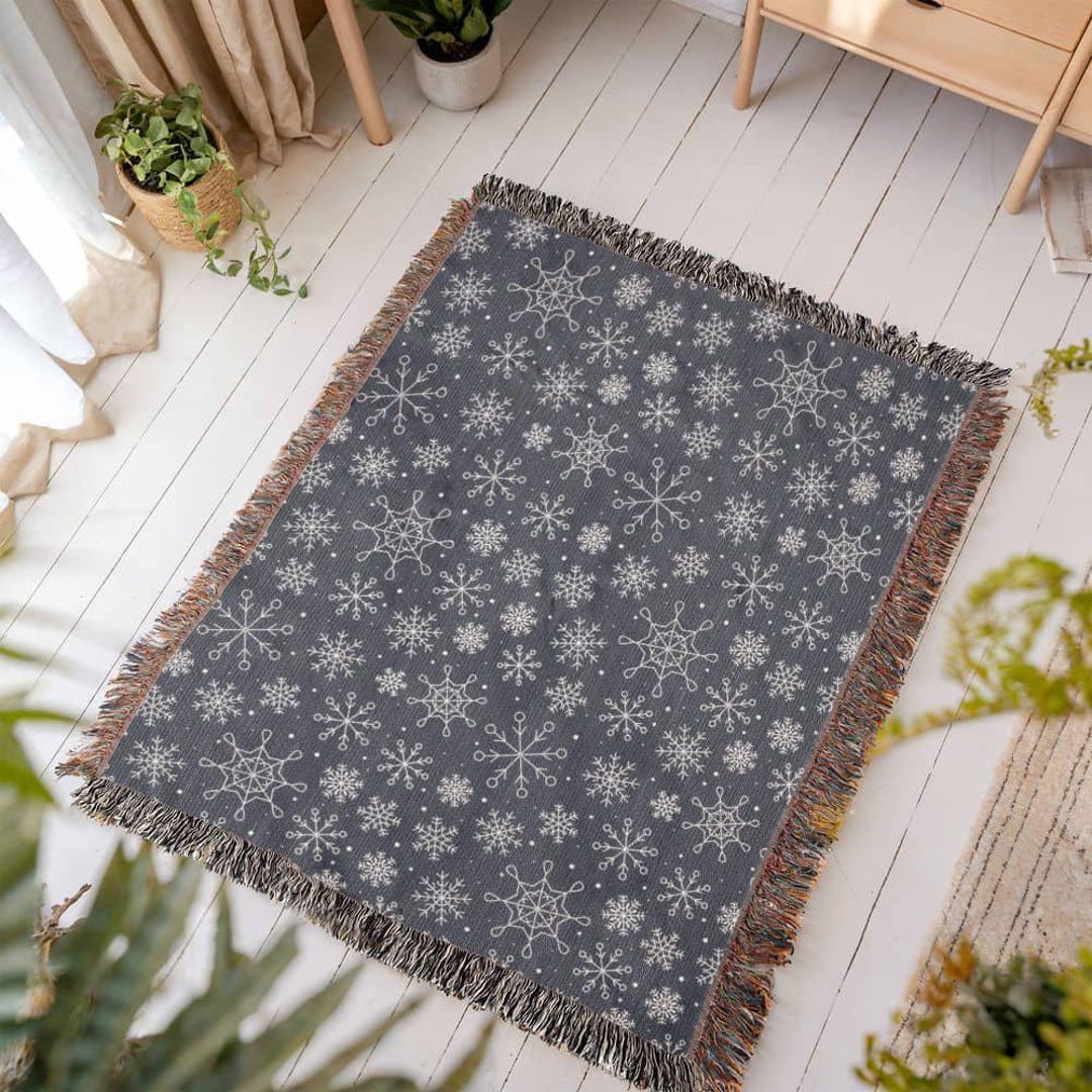 Snowflakes Woven Throw, Snowflake Blanket, Cozy Decor, Cabin Blanket ...