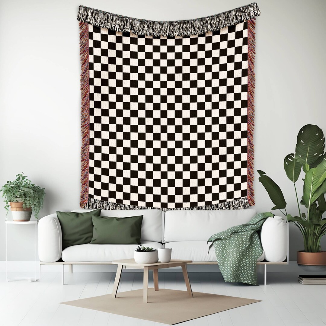Checkered Woven Throw, Checkered Throw, Checkerboard Blanket ...