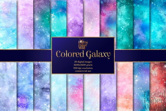 Colored Galaxy Digital Paper Seamless Watercolor Starry Night - Etsy