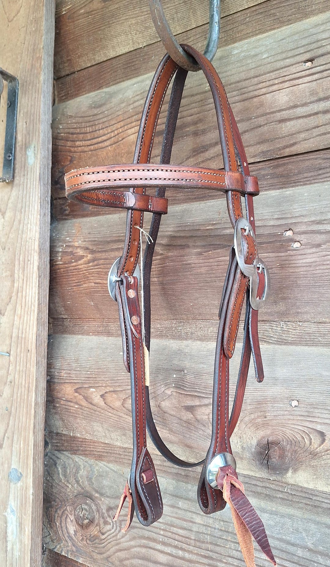 New Handmade Western Leather Browband Headstall Stainless Steel Buckles ...
