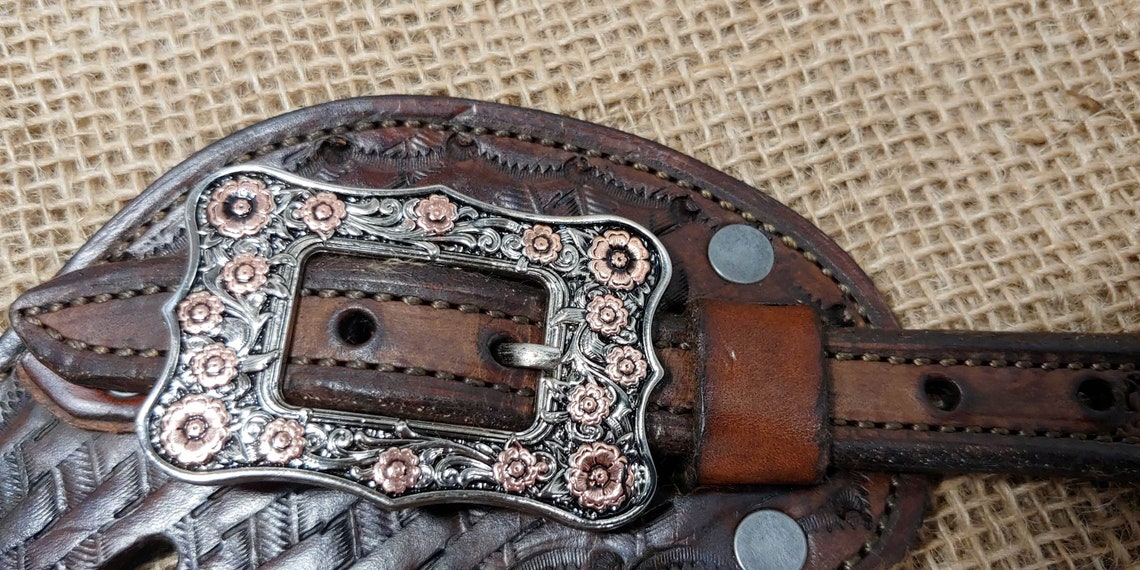 Tooled Leather Western Spur Straps With Silver Buckles. - Etsy