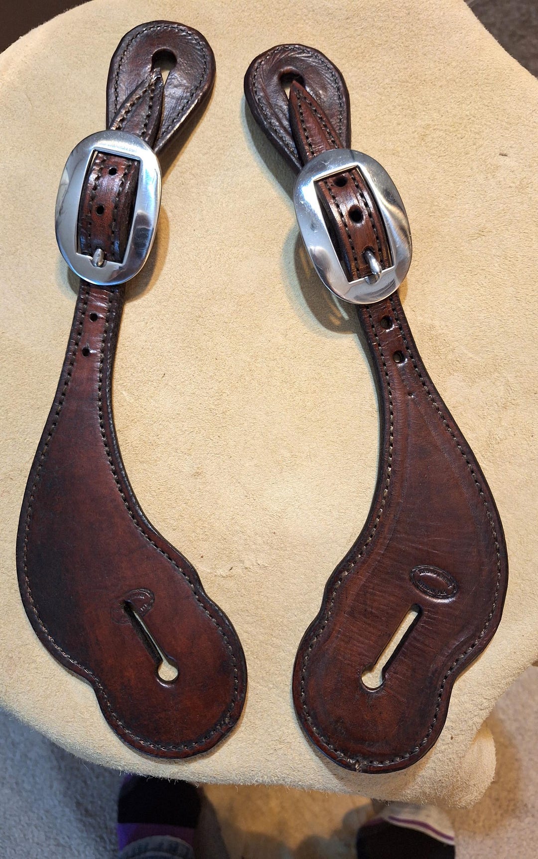 Handmade Leather Western Spur Straps Stainless Steel Buckles Maker Mark ...
