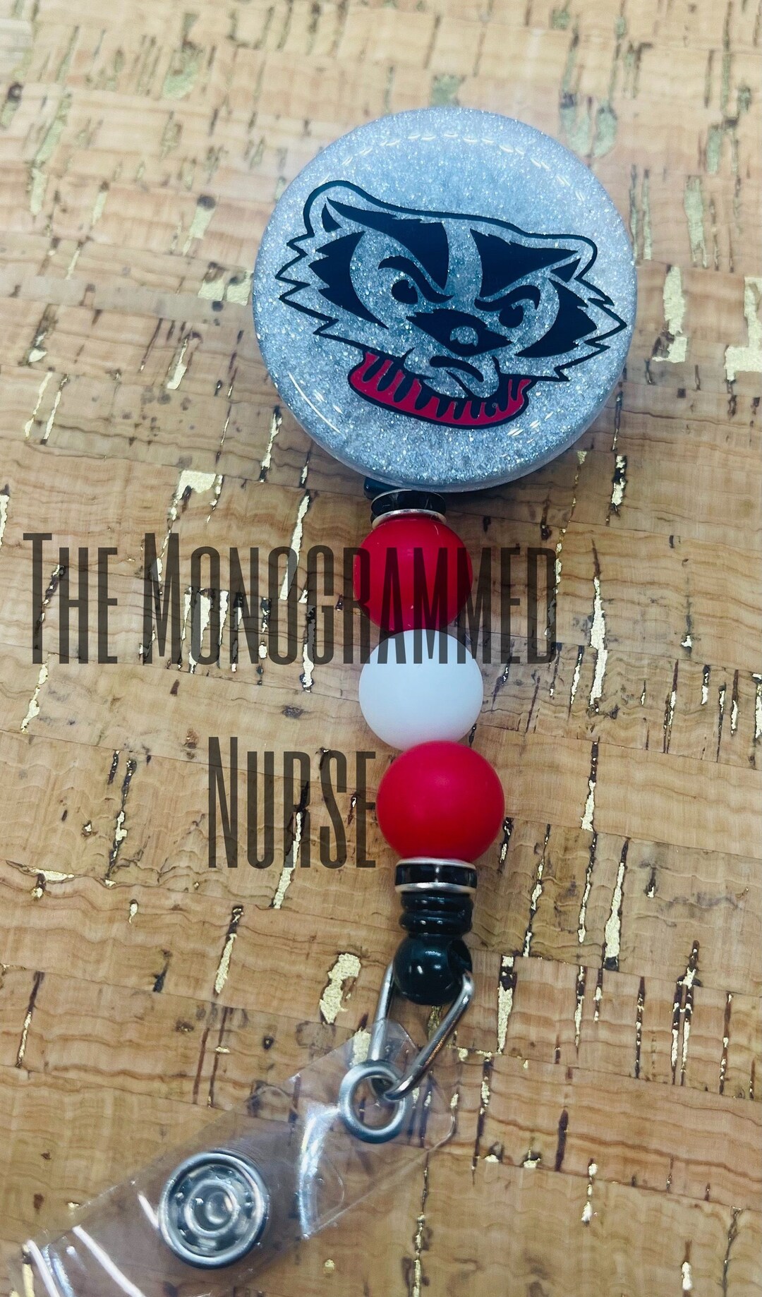 University of Wisconsin-madison Badgers Badge Reel With Silicone Beads ...
