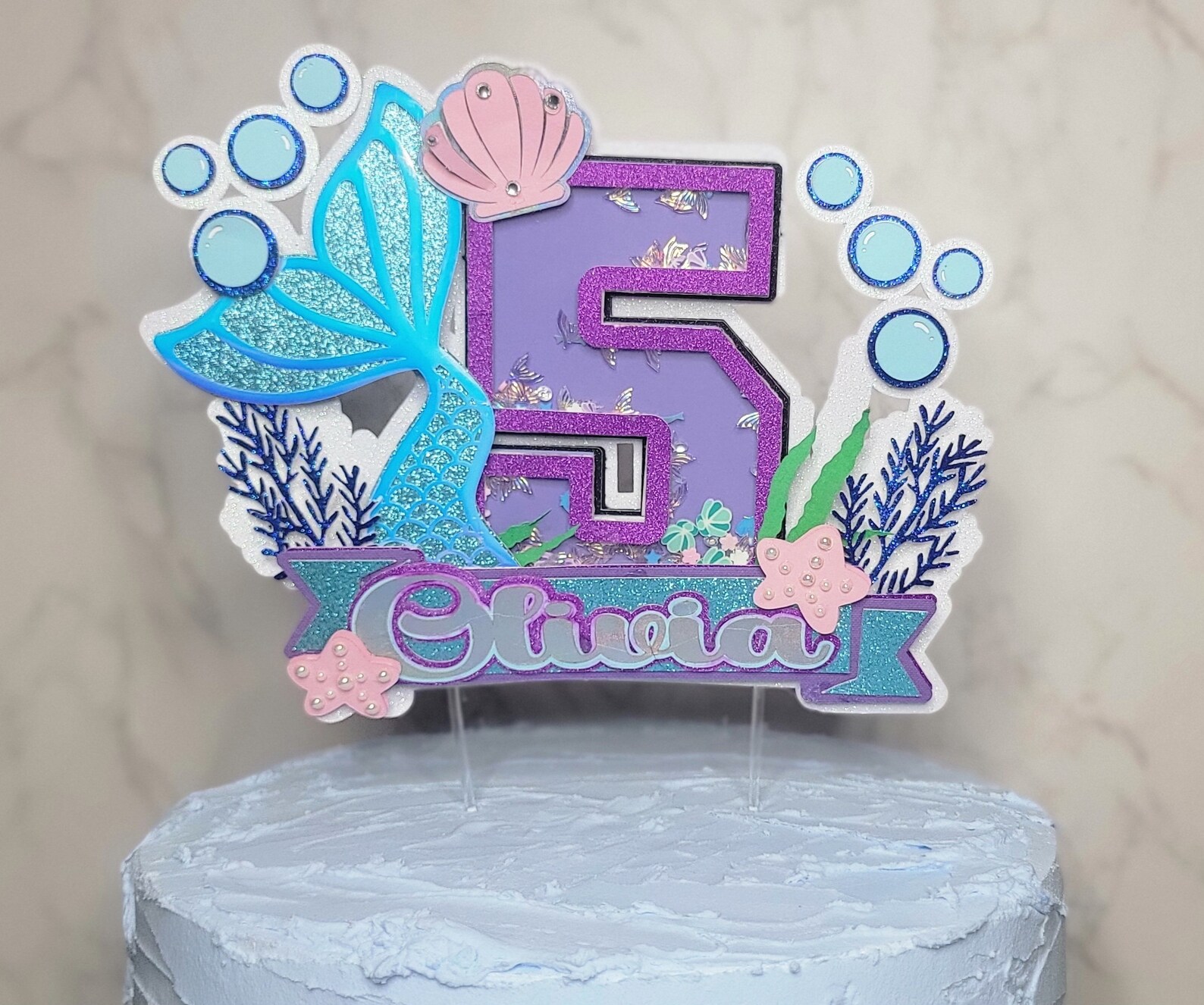 Underwater Theme Birthday Shaker Cak3 Topper, Personalized - Etsy