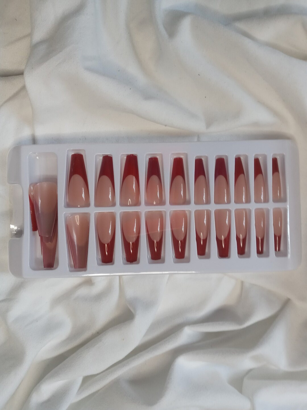 Red Bottom French Tip Nails - Etsy