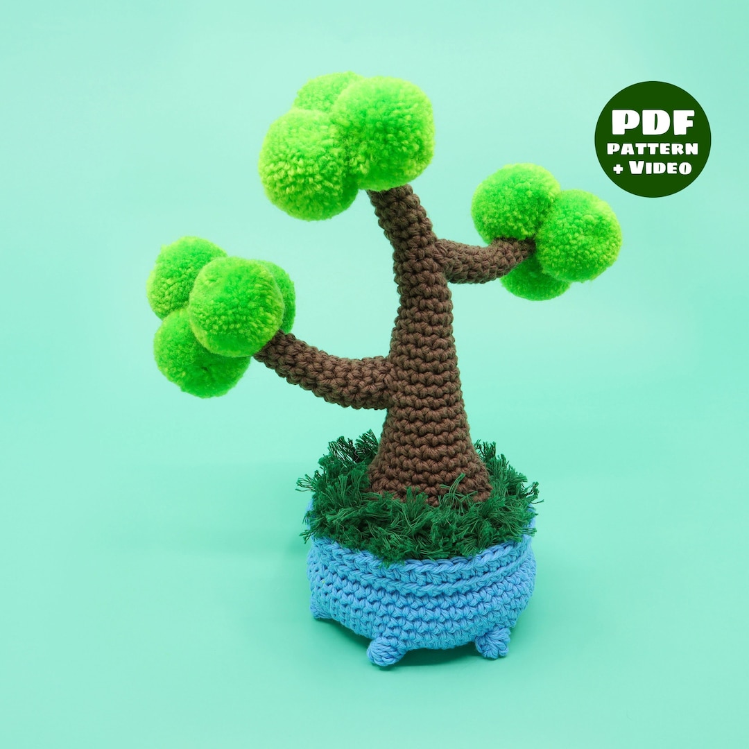 Bonsai Tree Planter Crochet Pattern - Tree and Pot Amigurumi Crocheting ...
