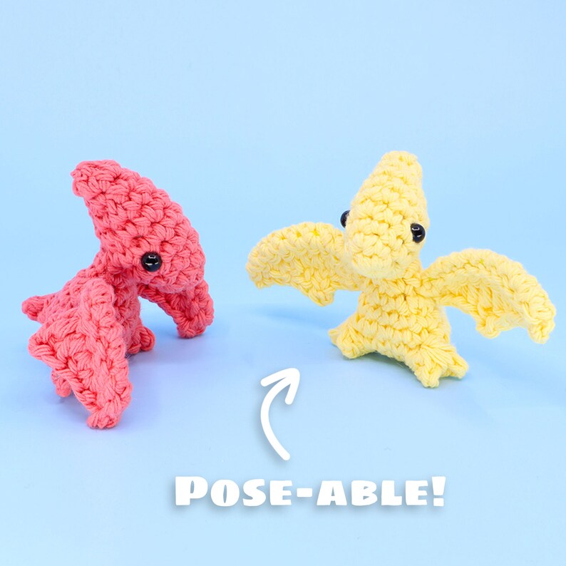 Crochet Pterodactyl Amigurumi Pattern – Easy Dino Tutorial (PDF & Video ...