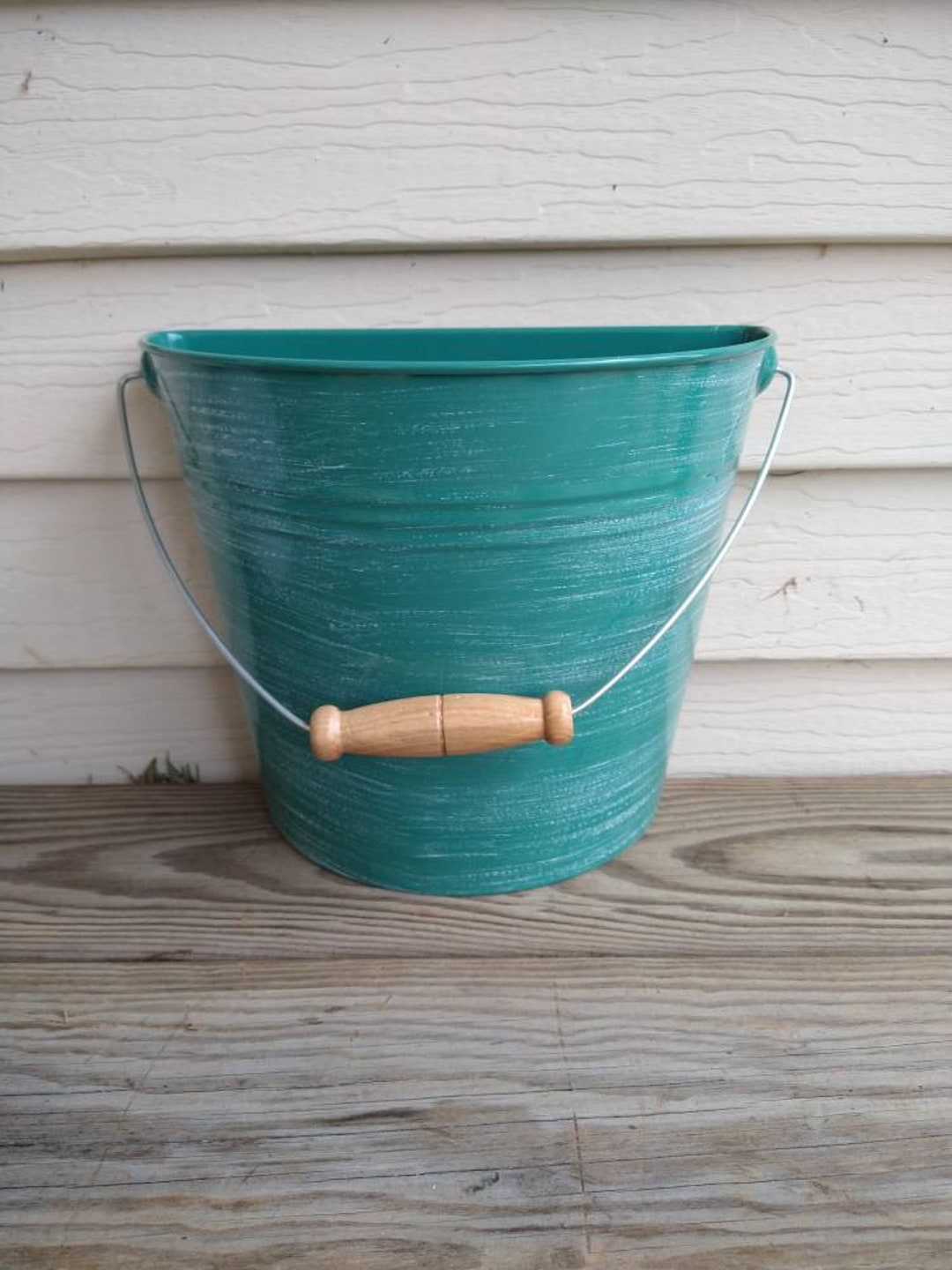 Half Bucket Wall Pot Planter Vintage Look NEW Green - Etsy