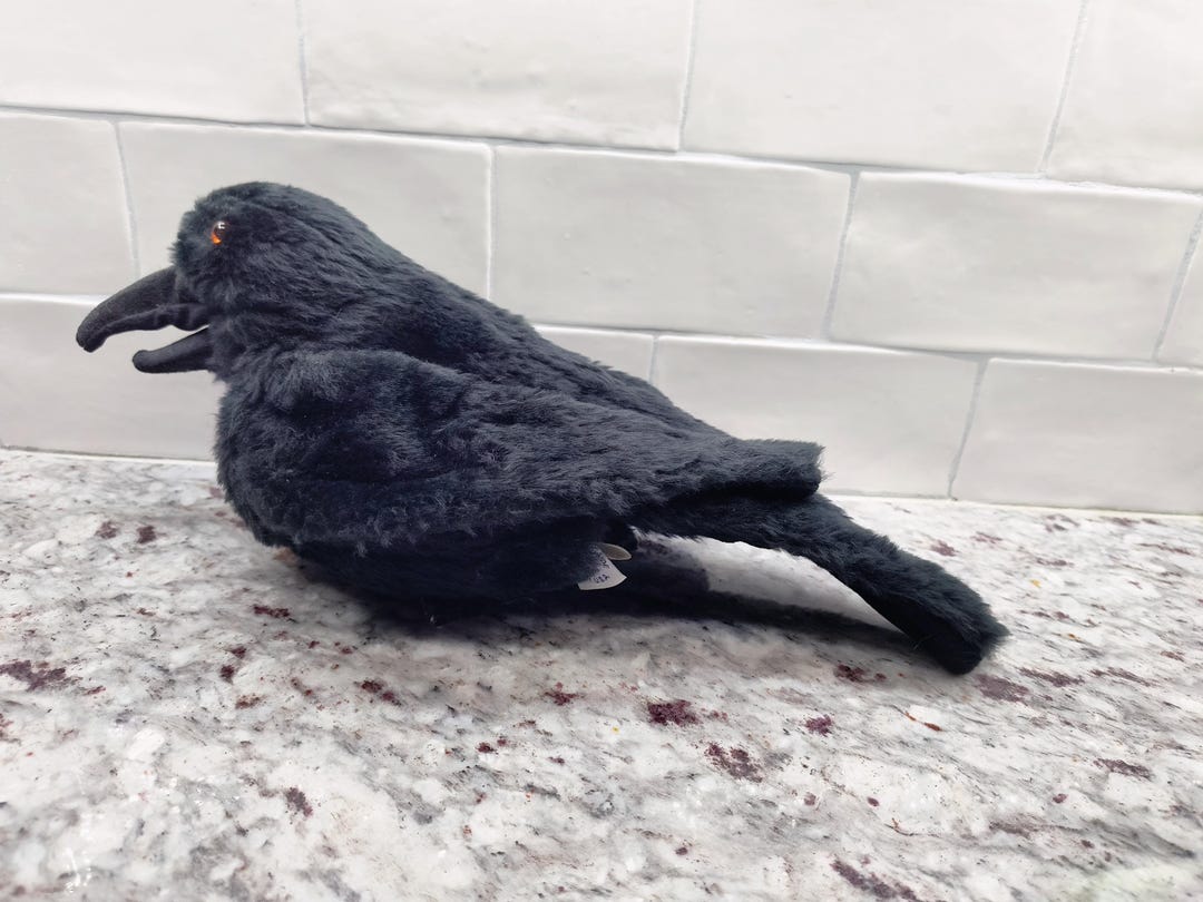 Vintage Folkmanis Furry Folk Puppet Plush Black Crow Raven 12" Full ...