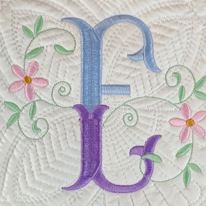 Custom Embroidered Heirloom Quilt With Flowers and Monogrammed Letter ...
