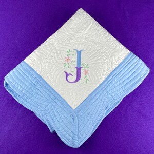 Custom Embroidered Heirloom Quilt With Flowers and Monogrammed Letter ...
