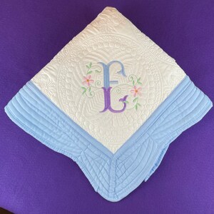 Custom Embroidered Heirloom Quilt With Flowers and Monogrammed Letter ...