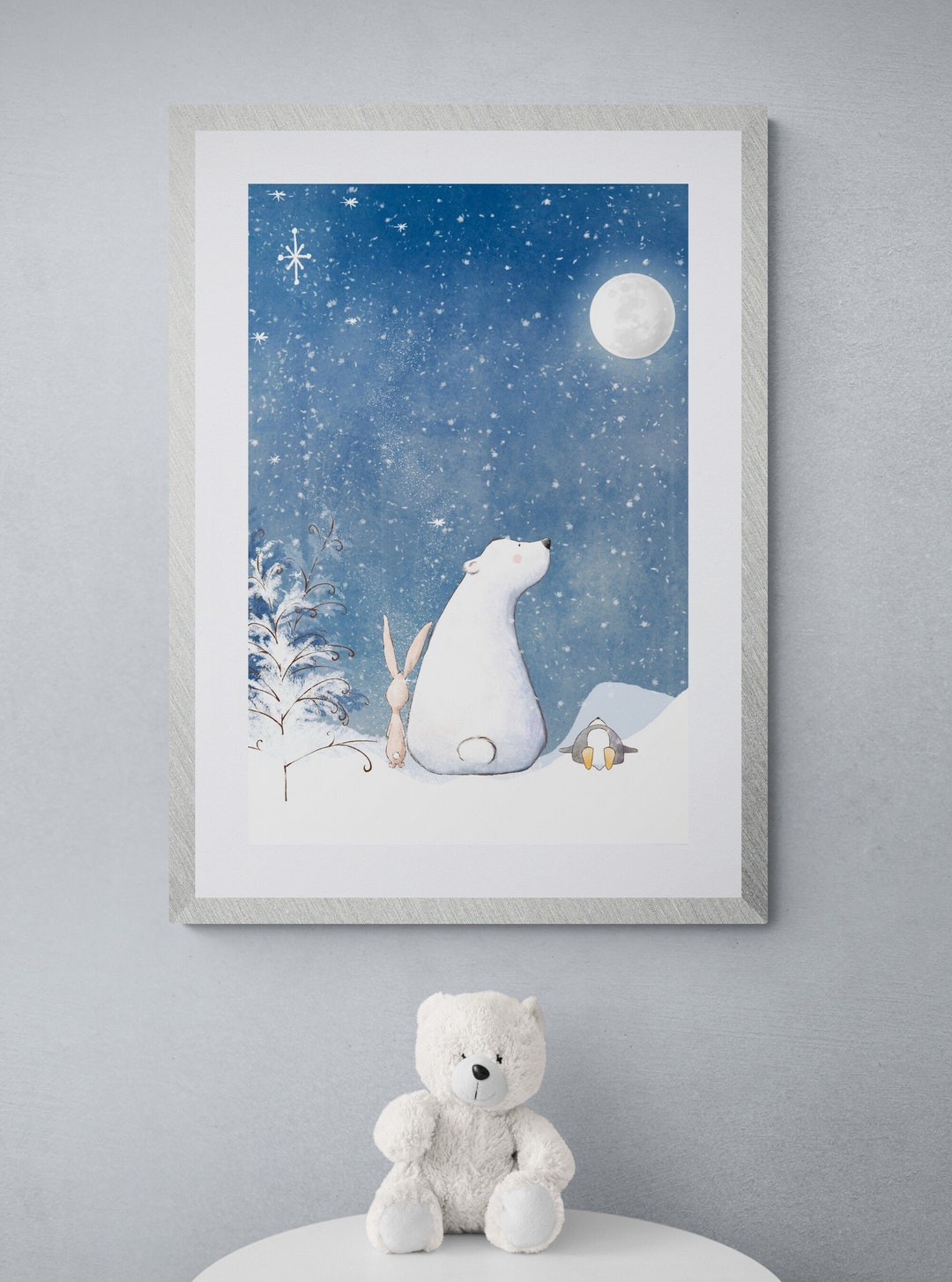 Polar Bear Winter Christmas Photo Poster Print Watercolor Art by Anika ...