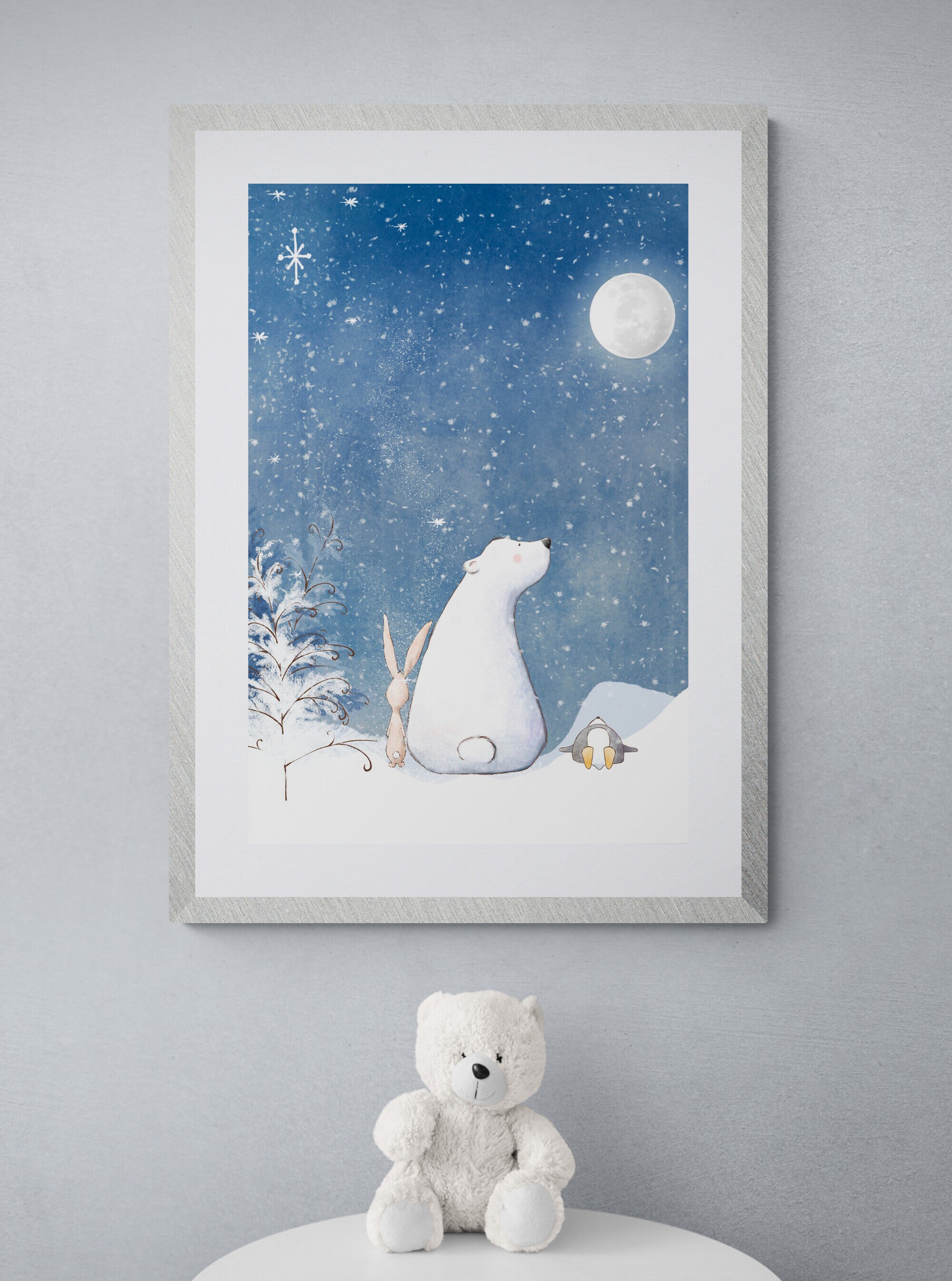 Polar Bear Moon Poster Printable Instant Download Size - Etsy