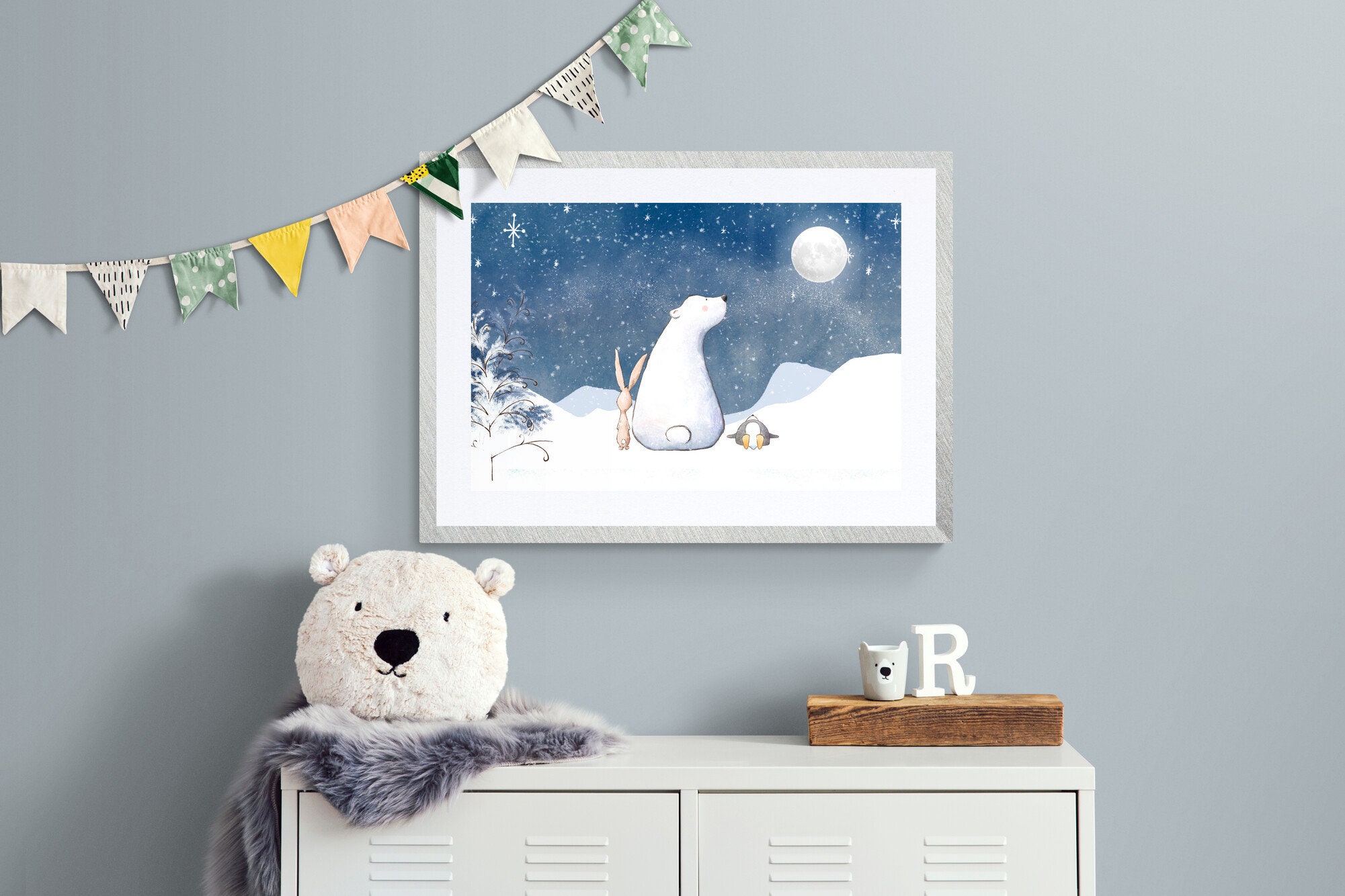 Polar Bear Winter Christmas Photo Poster Print Watercolor Art by Anika ...