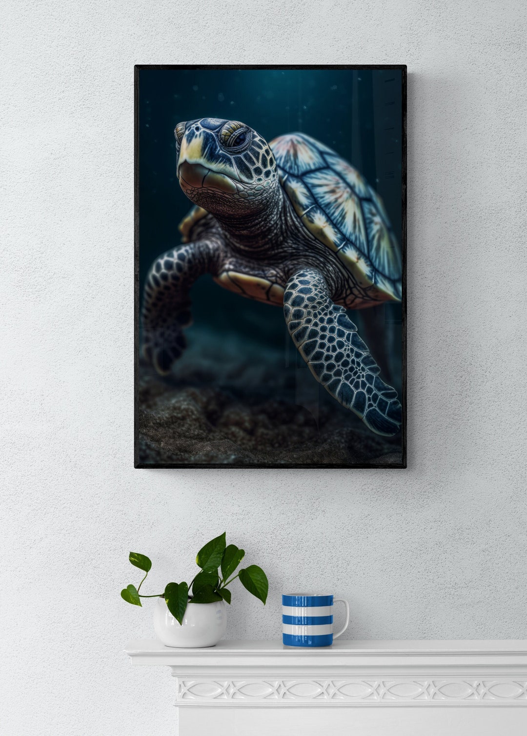 Turtle Portrait Photo Poster AI Art Turtle Digital Art - Etsy